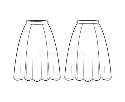 Teknisk Modeillustration Med Sex Gore Med Knäsilhuett Halvcirkelformad