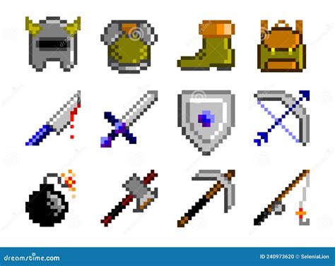 Various Pixel Art Trees Isolated On White Cartoon Vector 120333913