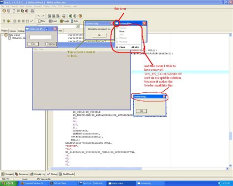 C How Can I Make A Window With A Close Button And No Icon Menu To The Top Left Of The Window