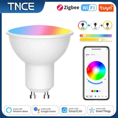 TNCE Tuya WIFI Zigbee GU10 LED Bulb RGB C W White Dimmable Lamp Smart Life APP Control Light