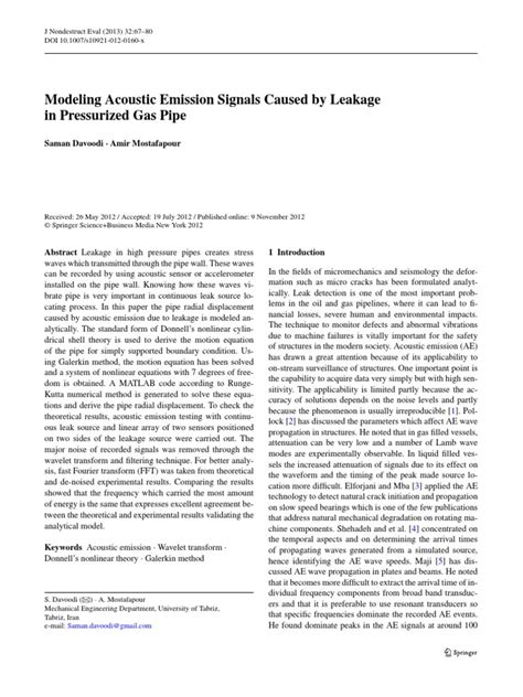 PDF Modeling Acoustic Emission Signals Caused By Leakage Pdf DOKUMEN TIPS