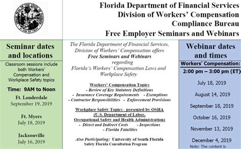 Work Comp Classes Flyer Florida United Businesses Association