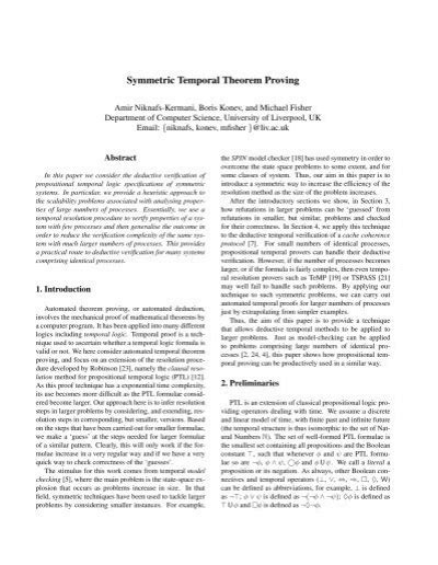 Symmetric Temporal Theorem Proving The University Of Liverpool