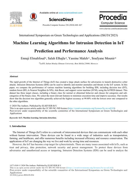 Pdf Machine Learning Algorithms For Intrusion Detection In Iot