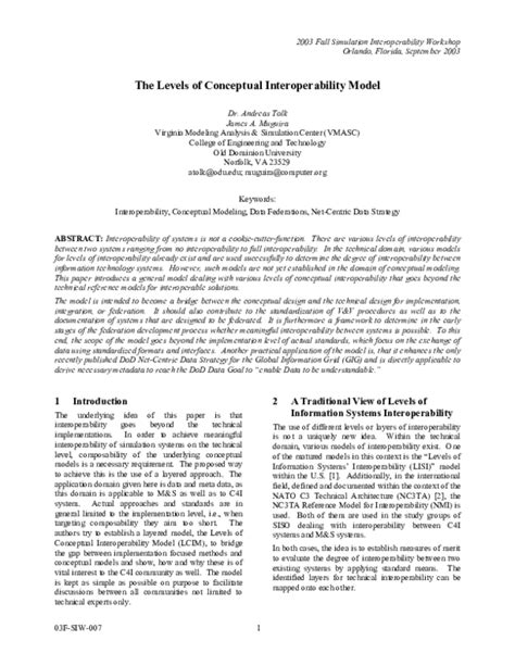 Pdf The Levels Of Conceptual Interoperability Model