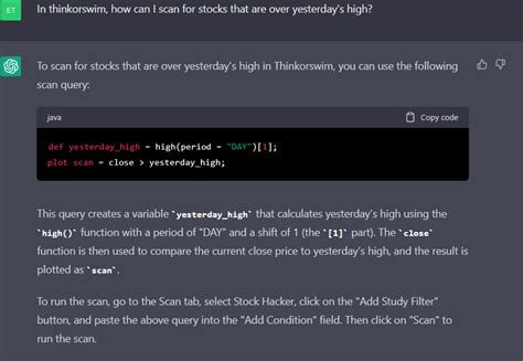 Use Chatgpt To Help You Create Your Custom Thinkscript Scans
