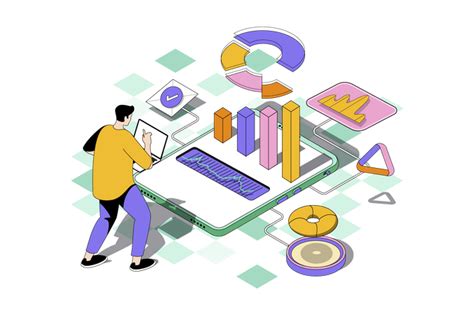 Best Premium Man Analyzing Data In Graphs Illustration Download In Png