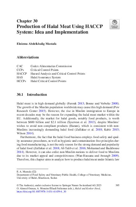 Pdf Production Of Halal Meat Using Haccp System Idea And Implementation