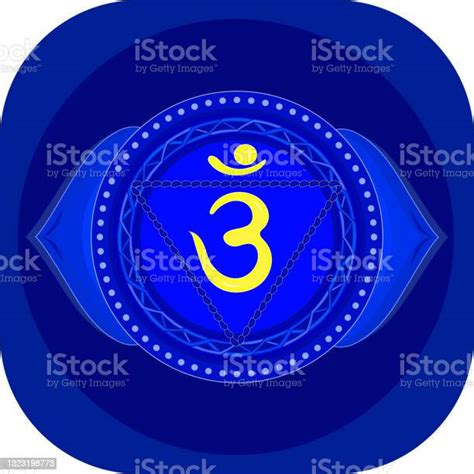 여섯 번째 차크라는 아즈나입니다 힌두교 산스크리트어와 세 번째 눈 차크라 블루는 명상 요가의 평평한 상징이다 벡터 6에 대한 스톡 벡터 아트 및 기타 이미지 Istock