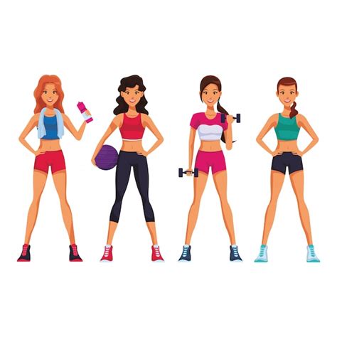 Fitness Women Cartoon Premium Vector