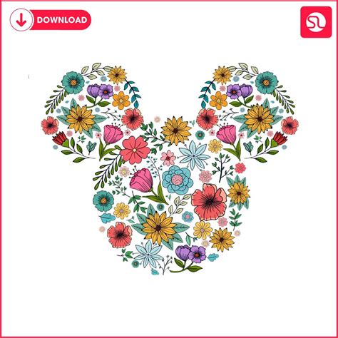 Flower Mickey Head Disney Garden Png Mickey Mouse Floral Mickey