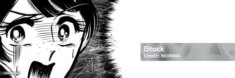 70년대 쇼조 만화를 두려워하는 아름다운 검은 머리와 창백한 얼굴 소녀의 일러스트 만화 스타일에 대한 스톡 벡터 아트 및 기타 이미지 만화 스타일 소녀 쇼크 Istock