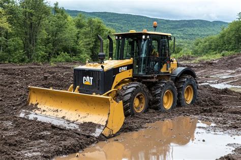 Motor Grader And Soil Compactor At A Construction Site Level The Ground