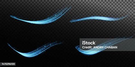 추상적인 빛의 움직임과 속도는 파란색과 반짝임으로 나타납니다 가벼운 데일리 빛나는 효과 반원형파 빛의 궤적 곡선 소용돌이 광섬유 백열등 곡선에 대한 스톡 벡터 아트 및 기타