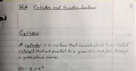 Professor Franks Math Blog 12 6 Notes Cylinders And Quadric Surfaces
