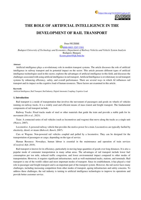 pdf the role of artificial intelligence in the development of rail
