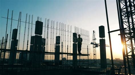 Metal Framework Is Getting Constructed By An Engineer Stock Video Video Of Male Building