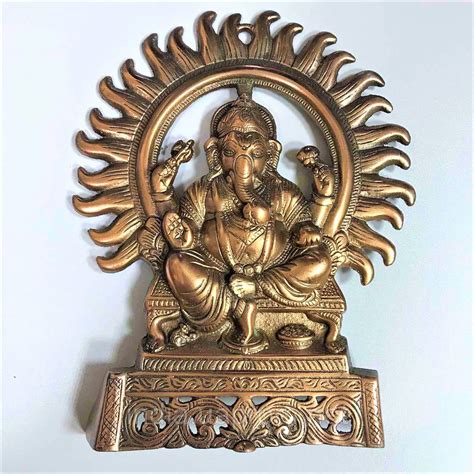 Пано Ганеша на троні Сонця ш 21 в 27 см силумин УТ 00004382 Панно Ганеш на троне Солнца