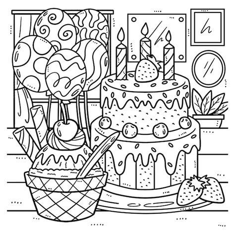 아이 들을 위한 생일 풍선 절연 색칠 페이지 프리미엄 벡터 아이 들을 위한 생일 풍선 절연 색칠 페이지 프리미엄 벡터