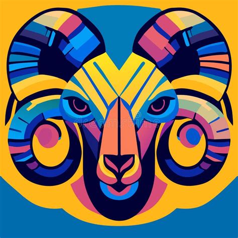 Head Of The Ram Vector Illustration Colorful Abstract Background Stock Vector Illustration
