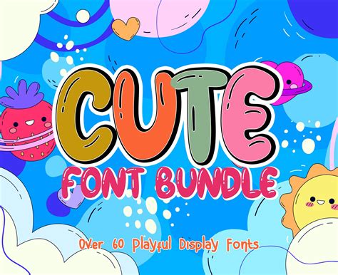 60 Cute Fonts Bundle Commercial Use Etsy