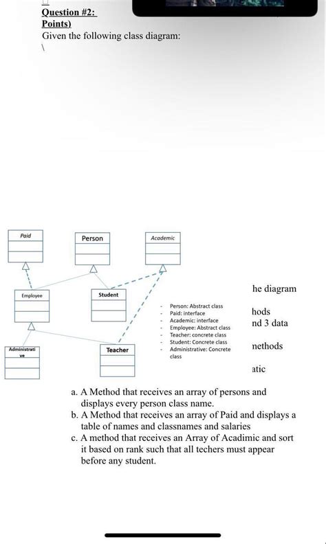 Solved Question 2 Points Given The Following Class