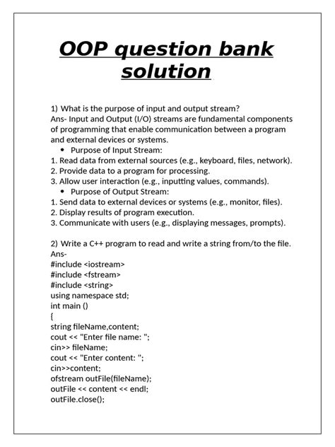 Oop Question Bank Solution Pdf Inputoutput Computer File