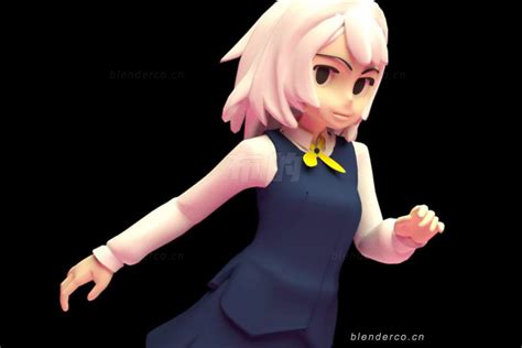Blender卡通角色卡通小女孩人物模型 Blender布的