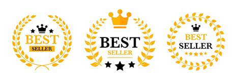 베스트 셀러 배지 베스트 셀러 베스트 어워드 브랜드 프리미엄 월계수 왕관과 별 최고 제품 아이콘 로고 디자인 템플릿 벡터 그림 프리미엄 벡터