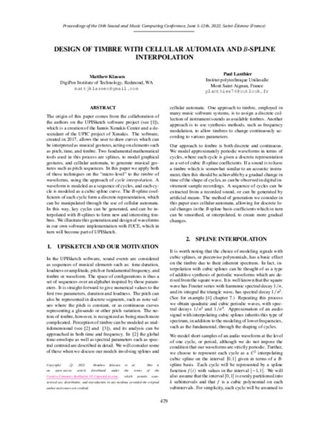 Pdf Design Of Timbre With Cellular Automata And B Spline Interpolation