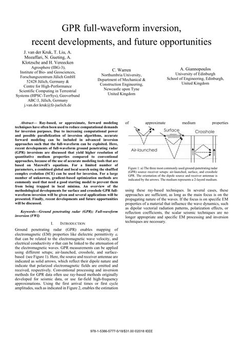 Pdf Gpr Full Waveform Inversion Recent Developments And Future