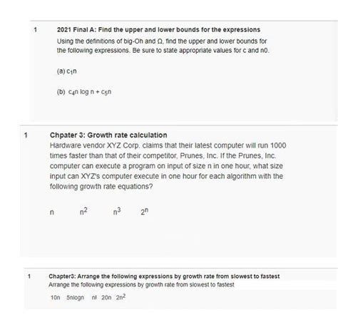 Solved 12021 Final A Find The Upper And Lower Bounds For