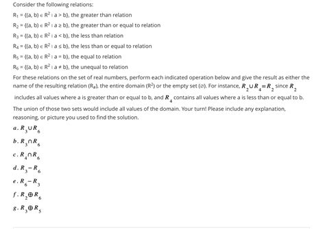 Solved Consider The Following Relations R A B Inr A B Chegg Com