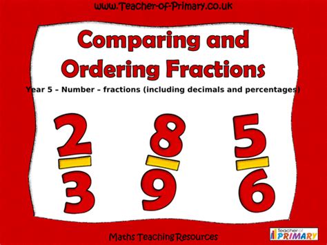 Comparing And Ordering Fractions Year 5 Teaching Resources