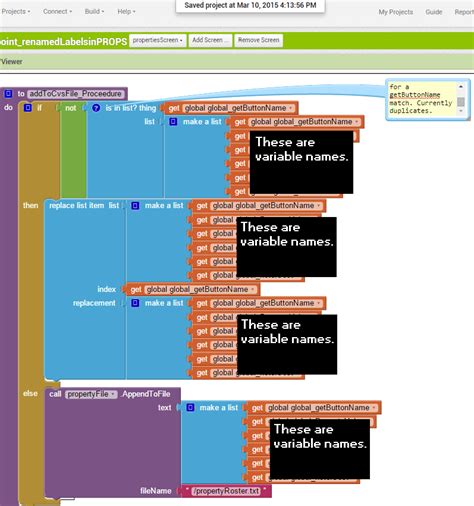 Android App Inventor Listing Variables Stack Overflow