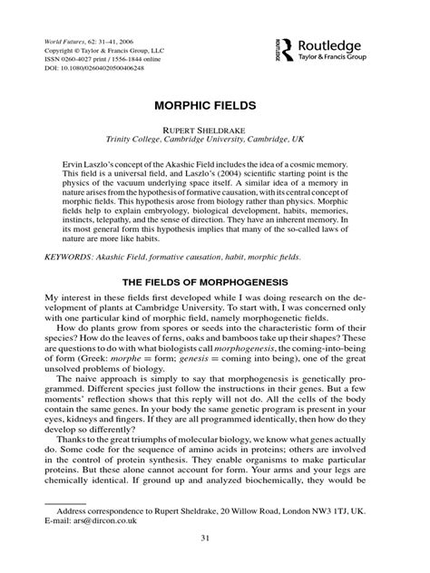 Morphic Fields Pdf Rupert Sheldrake Proteins