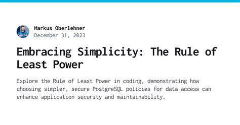 Embracing Simplicity The Rule Of Least Power Markus Oberlehner