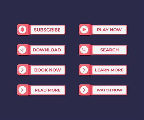 Web Buttons Or Vector Website Interface Action Buttons Set 13147951 Vector Art At Vecteezy