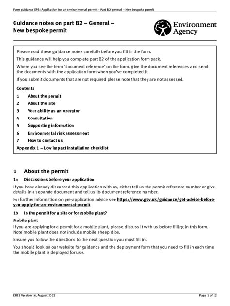 Fillable Online Form Guidance Epb How To Apply For An Environmental Permit Radioactive