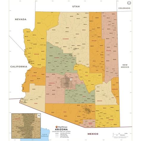 Arizona Zip Code Map With Counties Large Stanfords