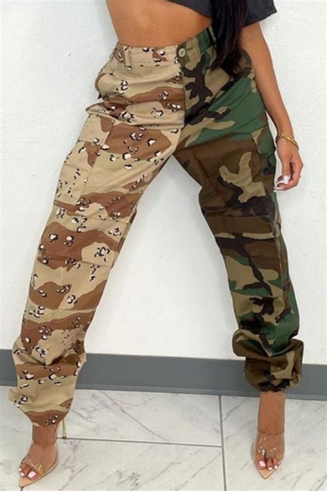 Product Name Earth Yellow Casual Camouflage Print Patchwork Regular
