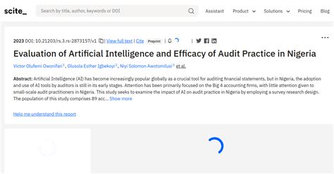 Evaluation Of Artificial Intelligence And Efficacy Of Audit Practice In