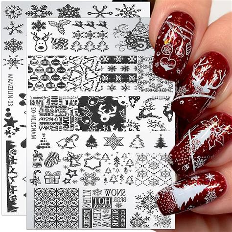 Badu Bg Коледна плоча за щамповане на нокти Xmas Snowflake Nail Art Template Шаблони за