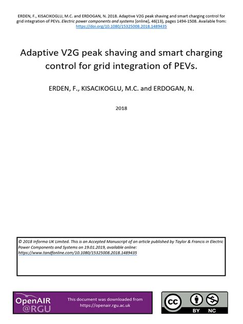 Erden 2018 Adaptive V2g Peak Pdf Electrification Electric Vehicle