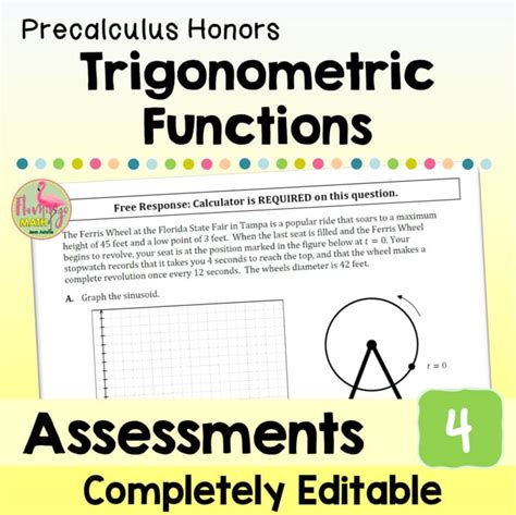 Trigonometric Functions Assessments Unit 4 Precalculus Tpt