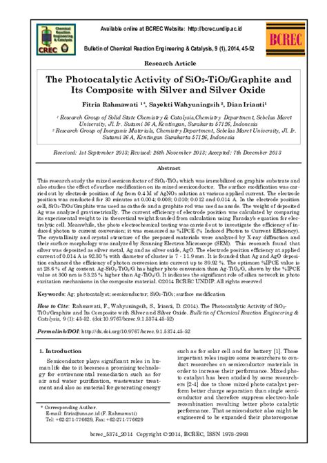 Pdf The Photocatalytic Activity Of Sio2 Tio2graphite And Its