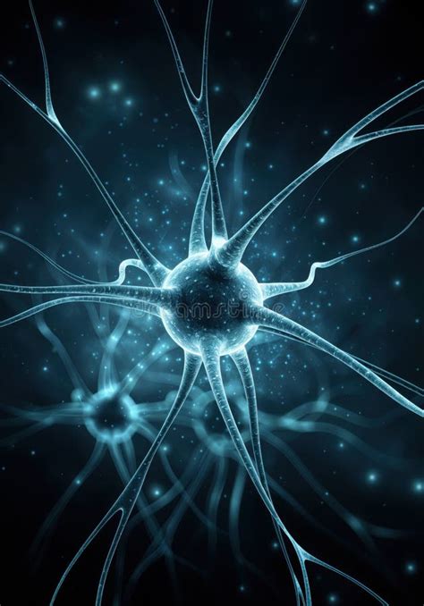 Digital Mindscape Intricate Neural Network In Glowing Blue Stock