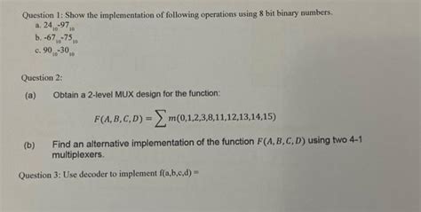 Question 1 Show The Implementation Of Following