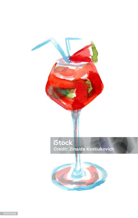 음료 수채화 빨대가 달린 잔잔에 수박 칵테일을 담는다 메뉴 수채화 여름 0명에 대한 스톡 벡터 아트 및 기타 이미지 0명 과일 단일 객체 Istock