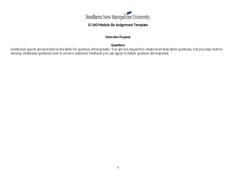Cj 140 Module Six Assignment Template 1 Cj 140 Module Six Assignment Template Interview